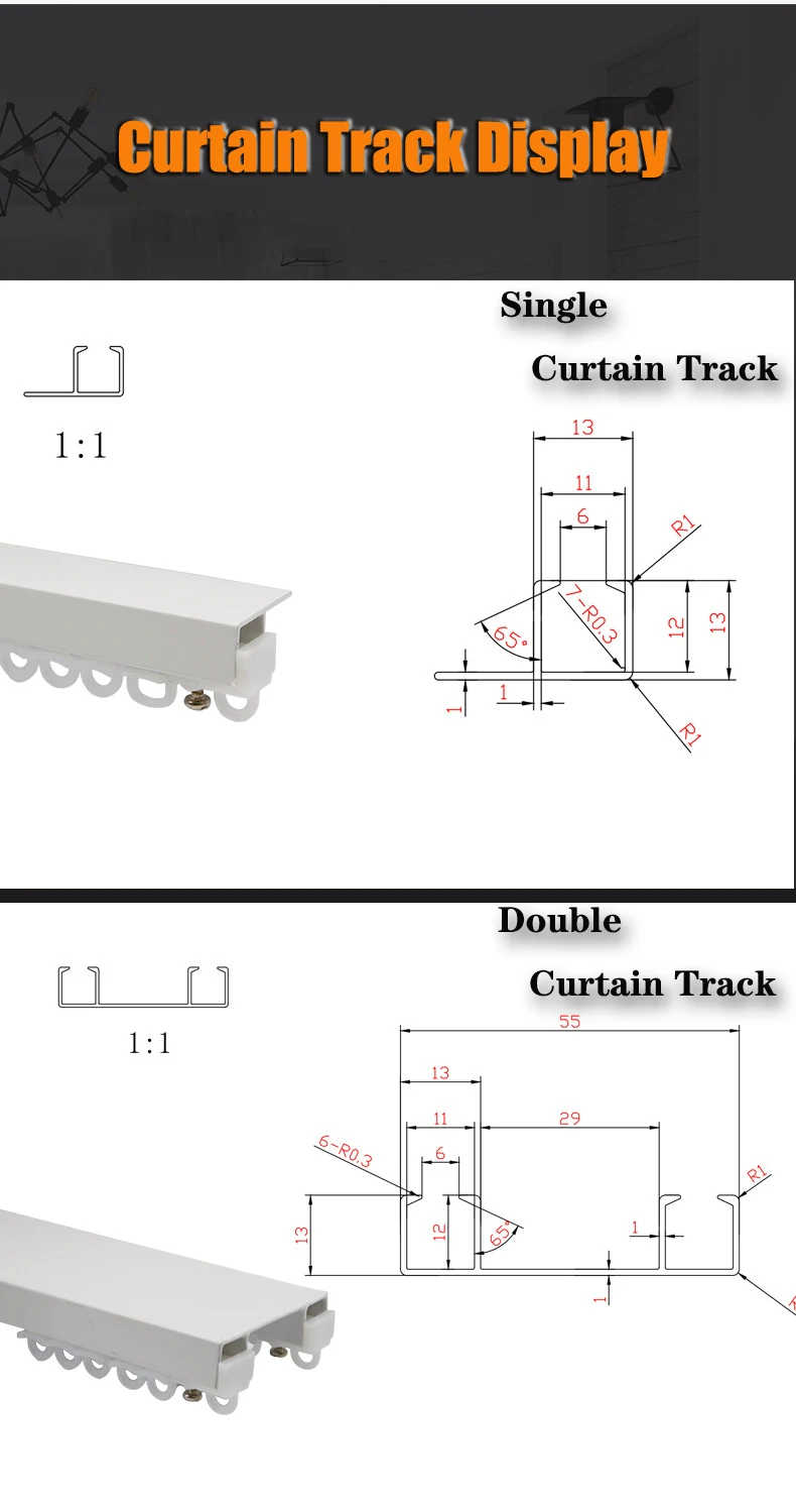 Low Profile Aluminum Curtain Track - Flexible & Stylish