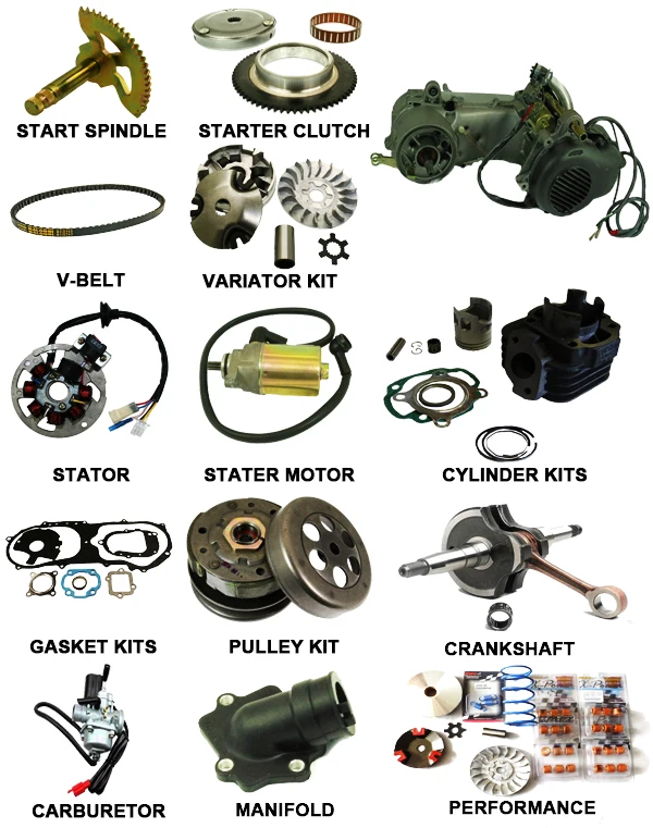 1e40qmb Gy6 50cc 2-stroke Jog Cvt Style Engine Assy And Spare Parts For ...
