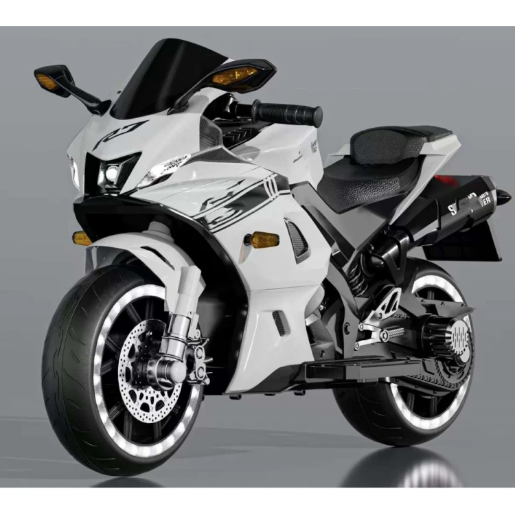 Double Motor Flash Electric Motorcycle Kids 4-10 Years Old Music Boom ...