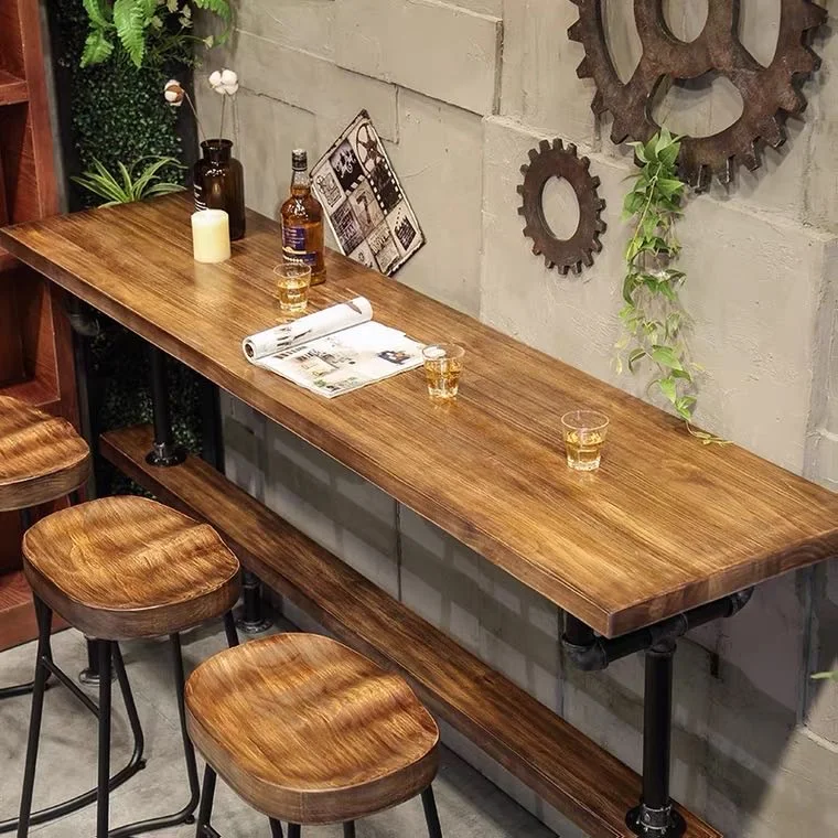 Industrial Style Solid Wood Bar Table for Coffee Shops | Modern Design ...
