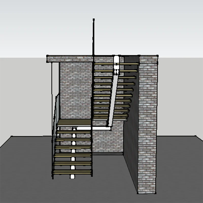 Cheap Price Mono Stringer Carbon Steel Wood Open Riser Winder Staircase