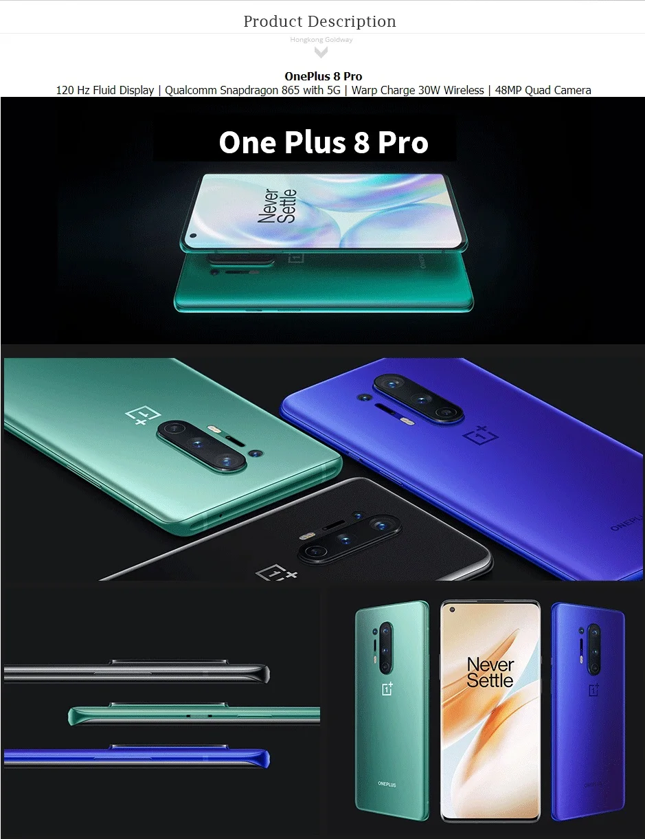 Oneplus 8 Pro Global Rom 5g Phone Snapdrago 865 Nfc 6.78"120hz Fluid ...