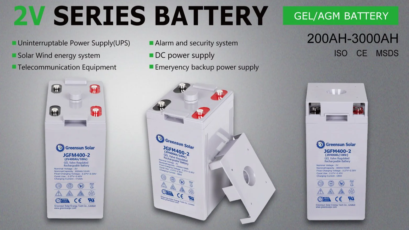 Solar Gel Battery 2v 24v 48v 100ah 1000ah 1200ah 1500ah 2000ah Lead ...