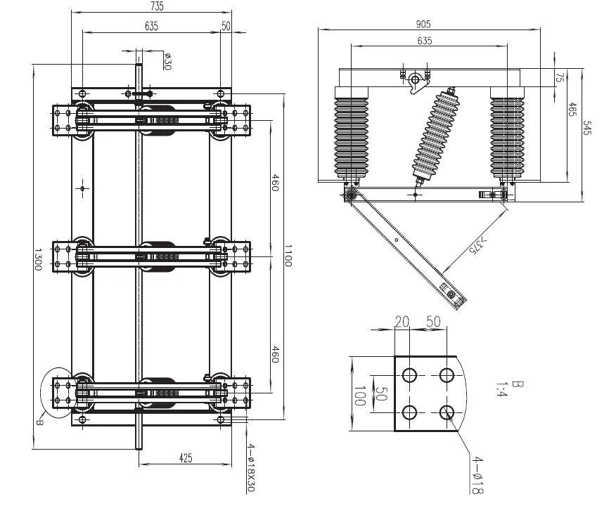 33kv Gang Isolator Three Phase Isolator Switch Ac High Voltage ...