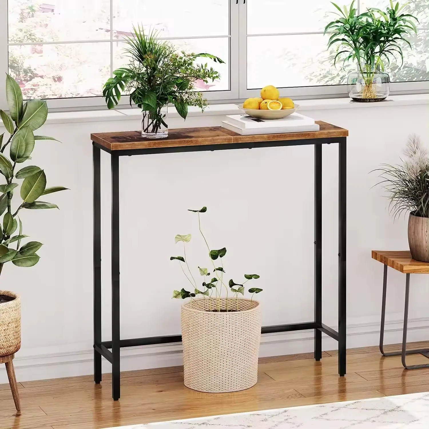 Small Entryway Narrow Console Table Small Entryway With Steel Frame ...