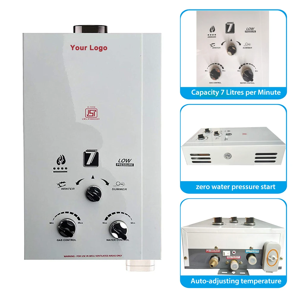 Geyser Instant Hot Tankless Instantaneous LCD Display Gas