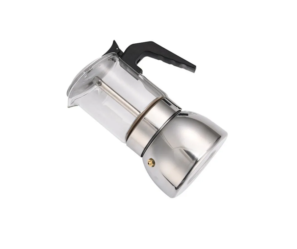 304 Stainless Steel and Glass Moka Pot Hand-Brewed Espresso Machine ...