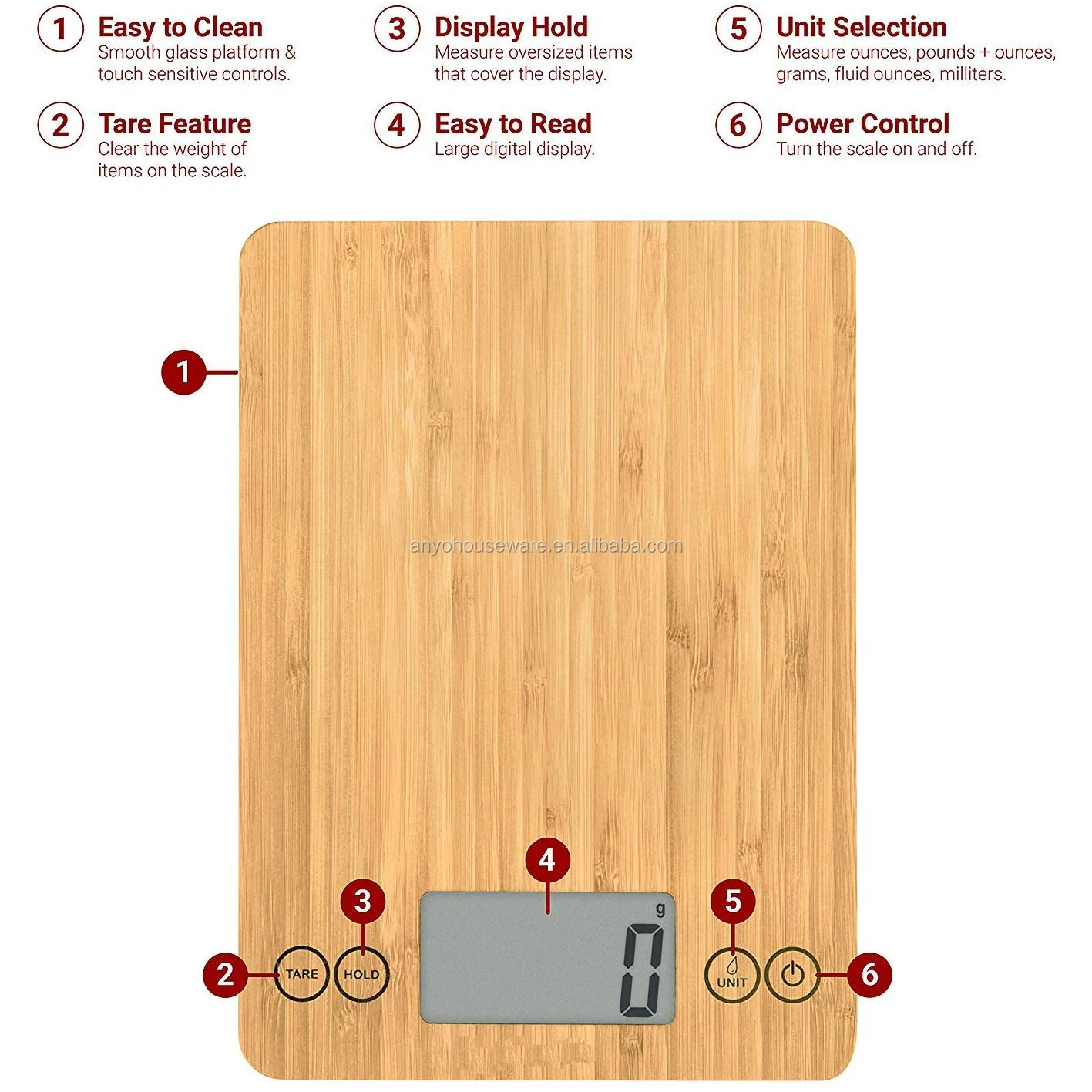 Eco-friednly Natural Bamboo Cutting Board With Weight Scale For Kitchen ...