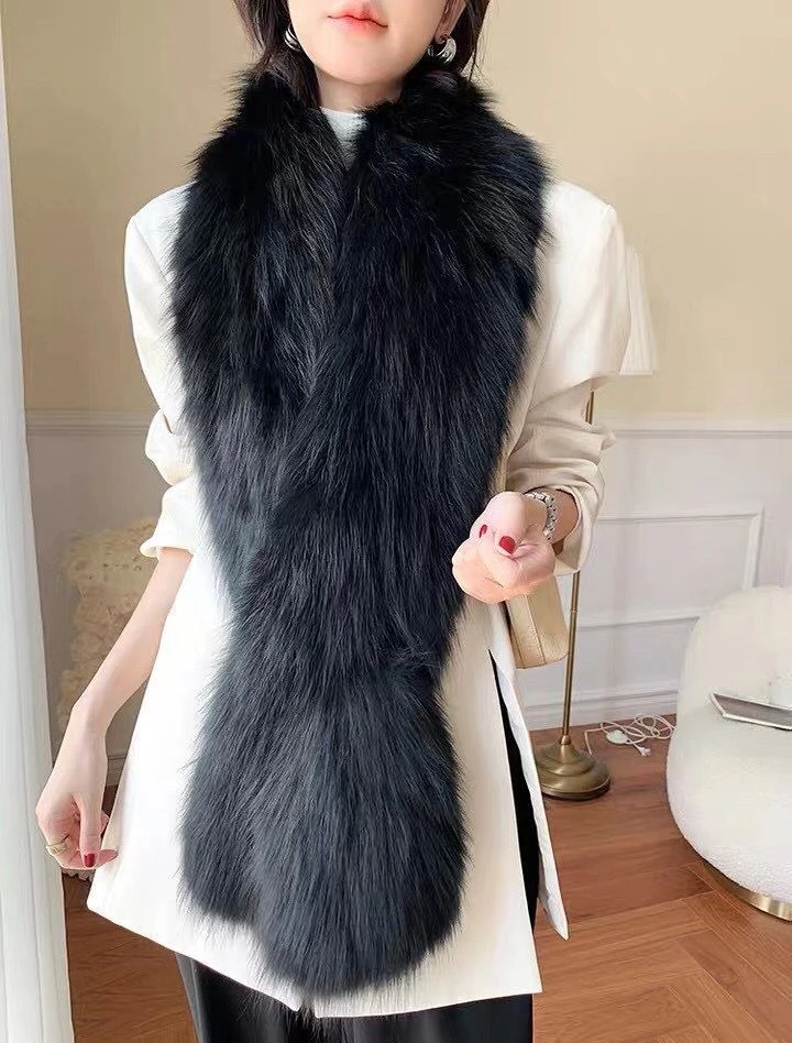 Cx-s-124b Syal Wanita Bulu Rubah Asli Hangat Wanita Mode Musim Dingin ...