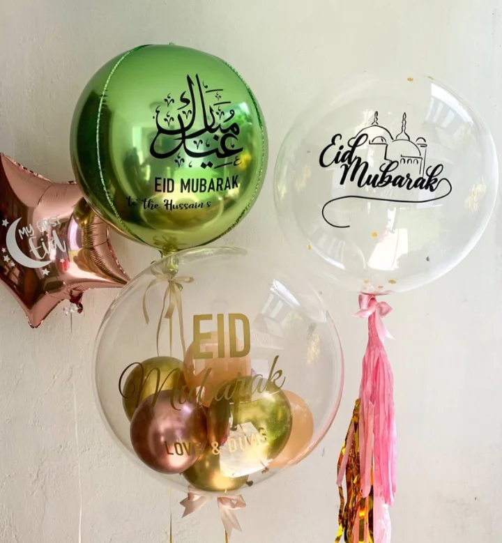 Eid Mubarak Bubble Balloon Customized Bobo Balloon for Party Decoration ...