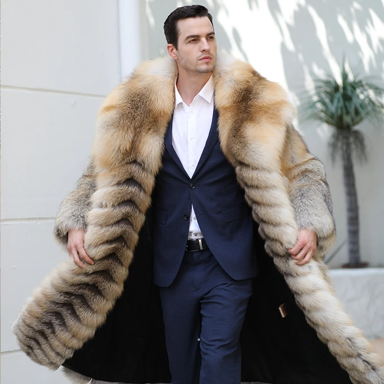 Men's Charming Long Fox Fur Outwear for Autumn/winter