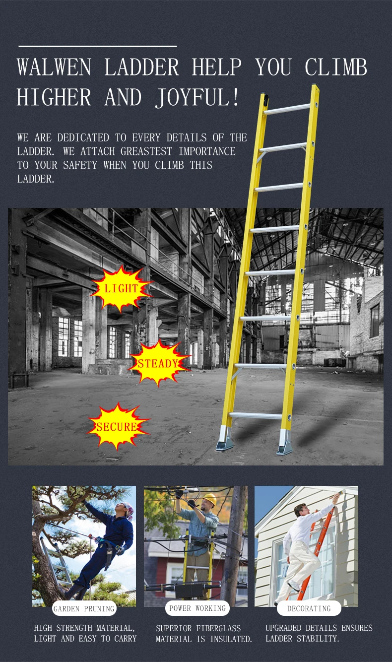 Hot Sale Portable Fiberglass D-rung Step Ladder for Telecom Sector FRP ...