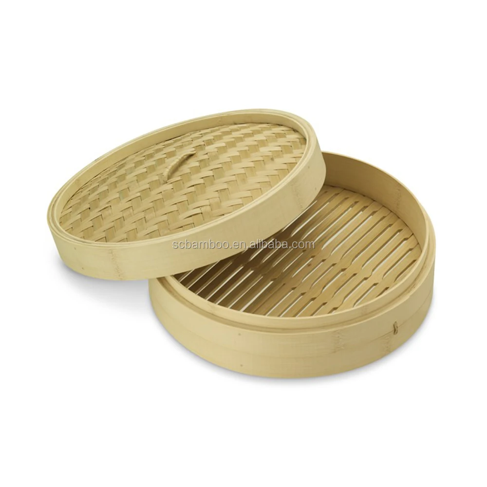 10" Bamboo Dim Sum Steamers Set,Chinese Food Cooking Steamers By 1 ...