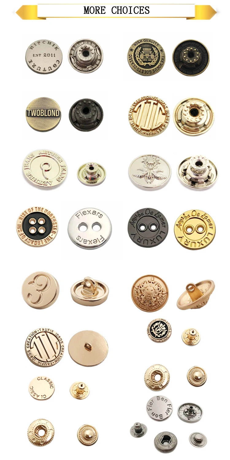 Fashion Engraved Gold Brand Logo Custom Metal 4 Hole Button With Logo ...