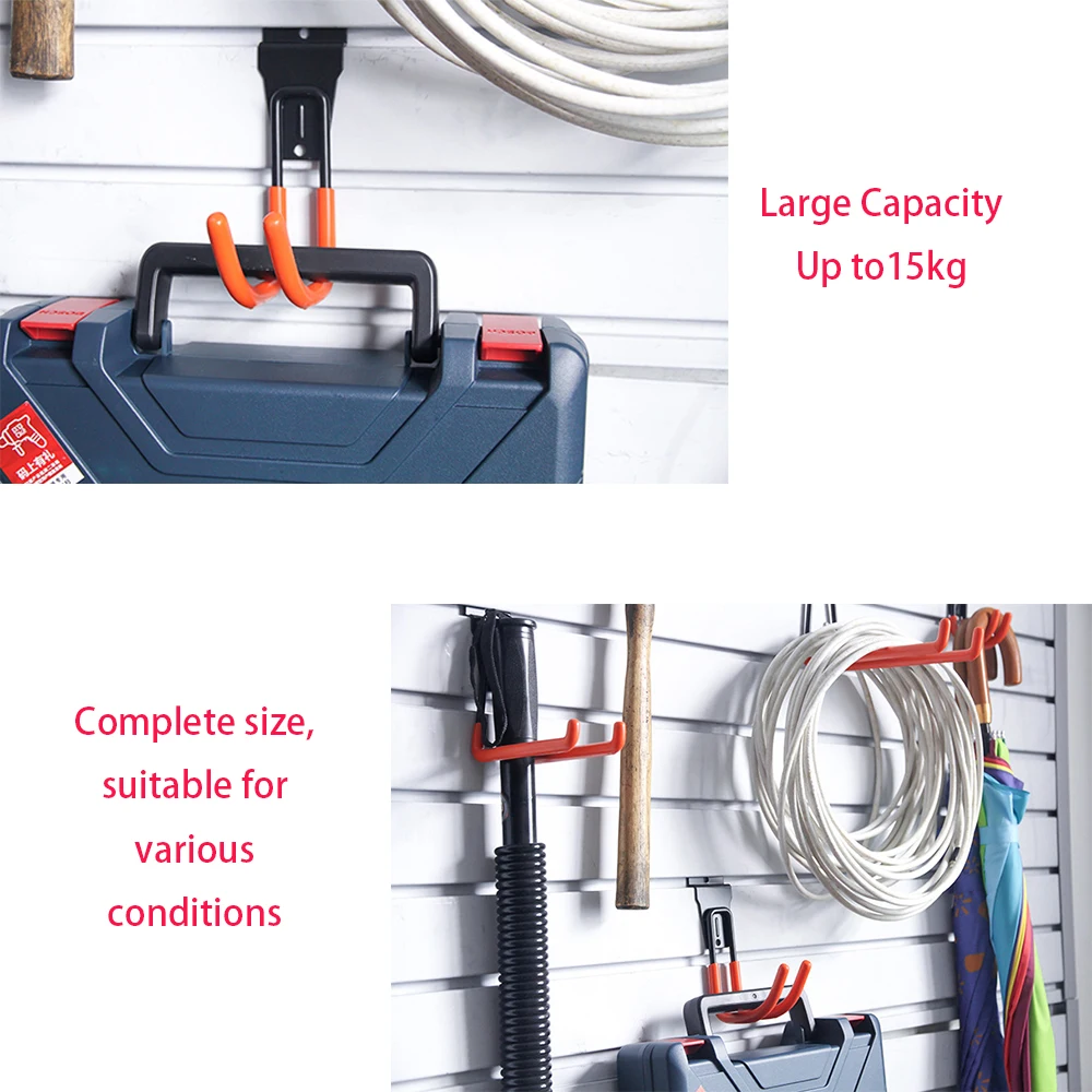 Heavy Duty Steel Slat Wall Garage Hook - Anti-Slip Utility