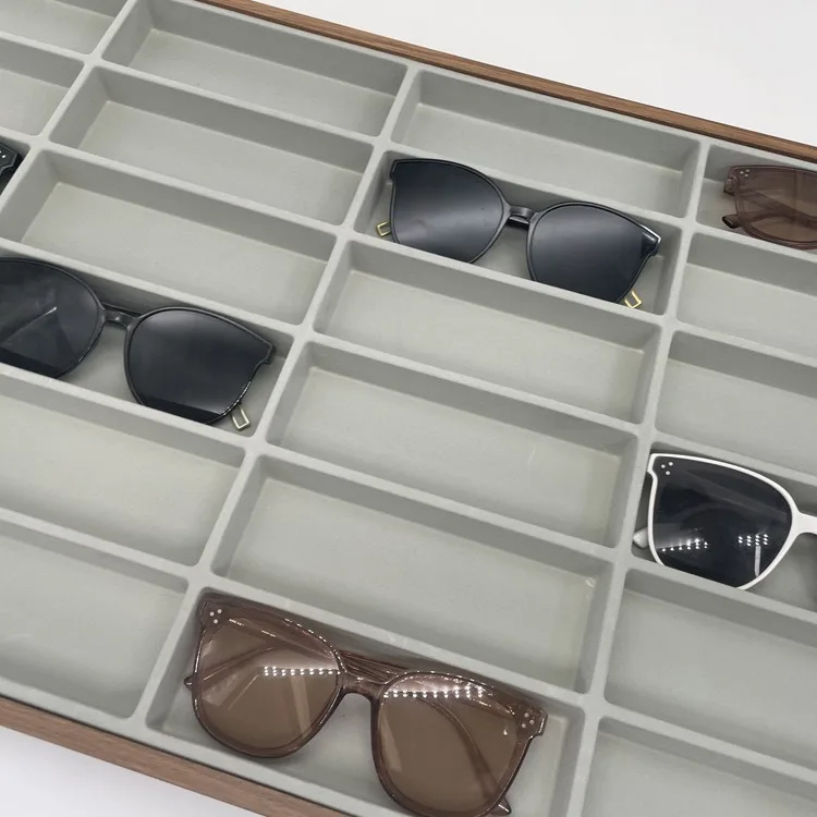 ODM Black Walnut Wooden Eyewear Display Tray - 24 Slots