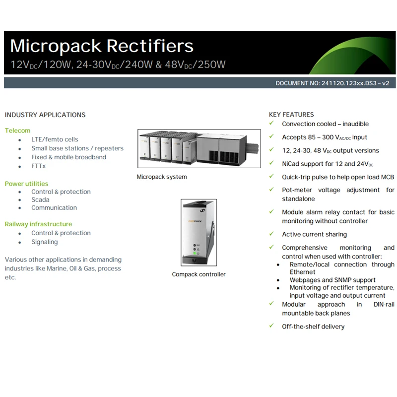 Eltek Rectifier Module Micropack 12V/120W 24V/240W WOR 48V/250W CC