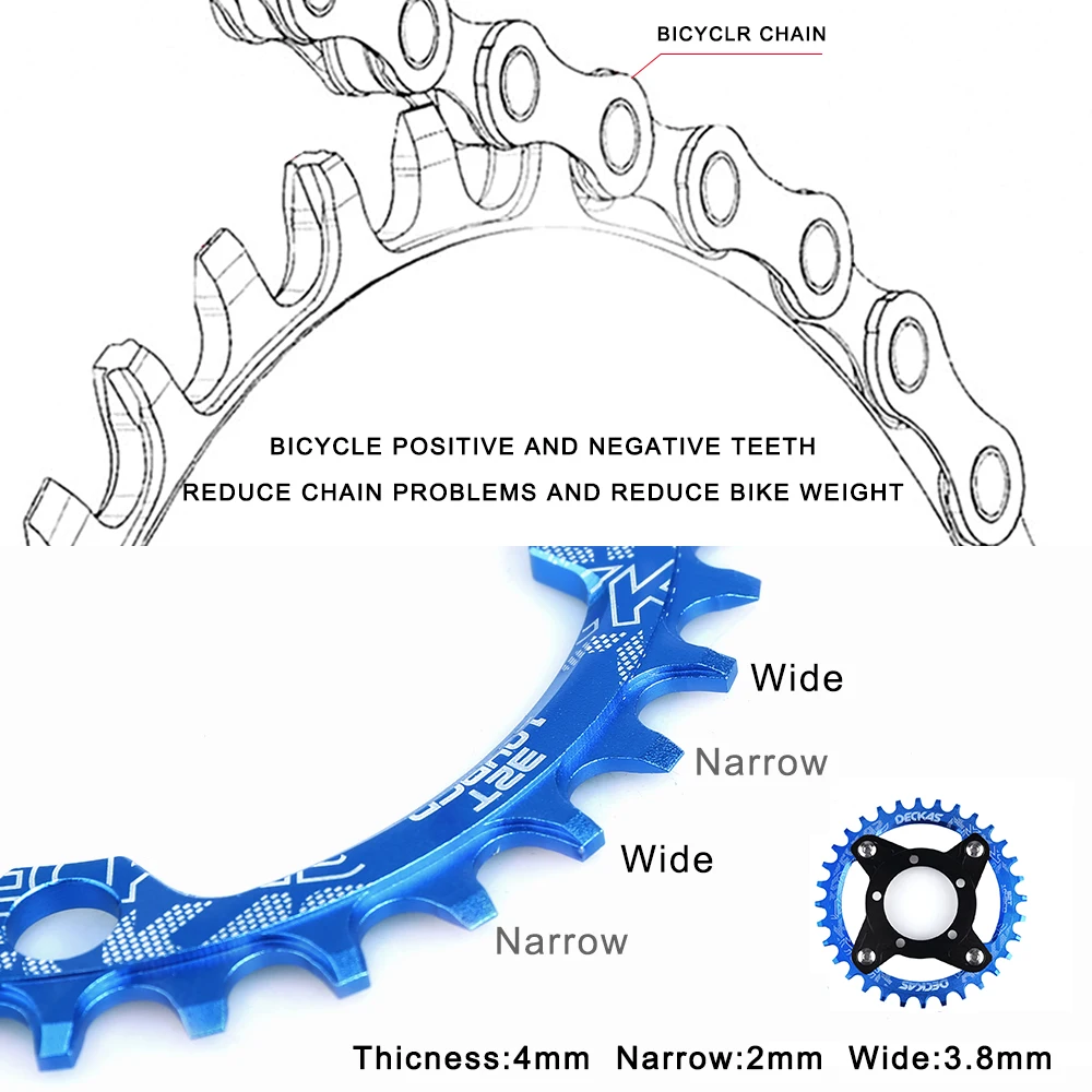 Bicycle Chain Wheel 104 Bcd Aluminum Alloy 32t 34t 36t 38t Electric ...