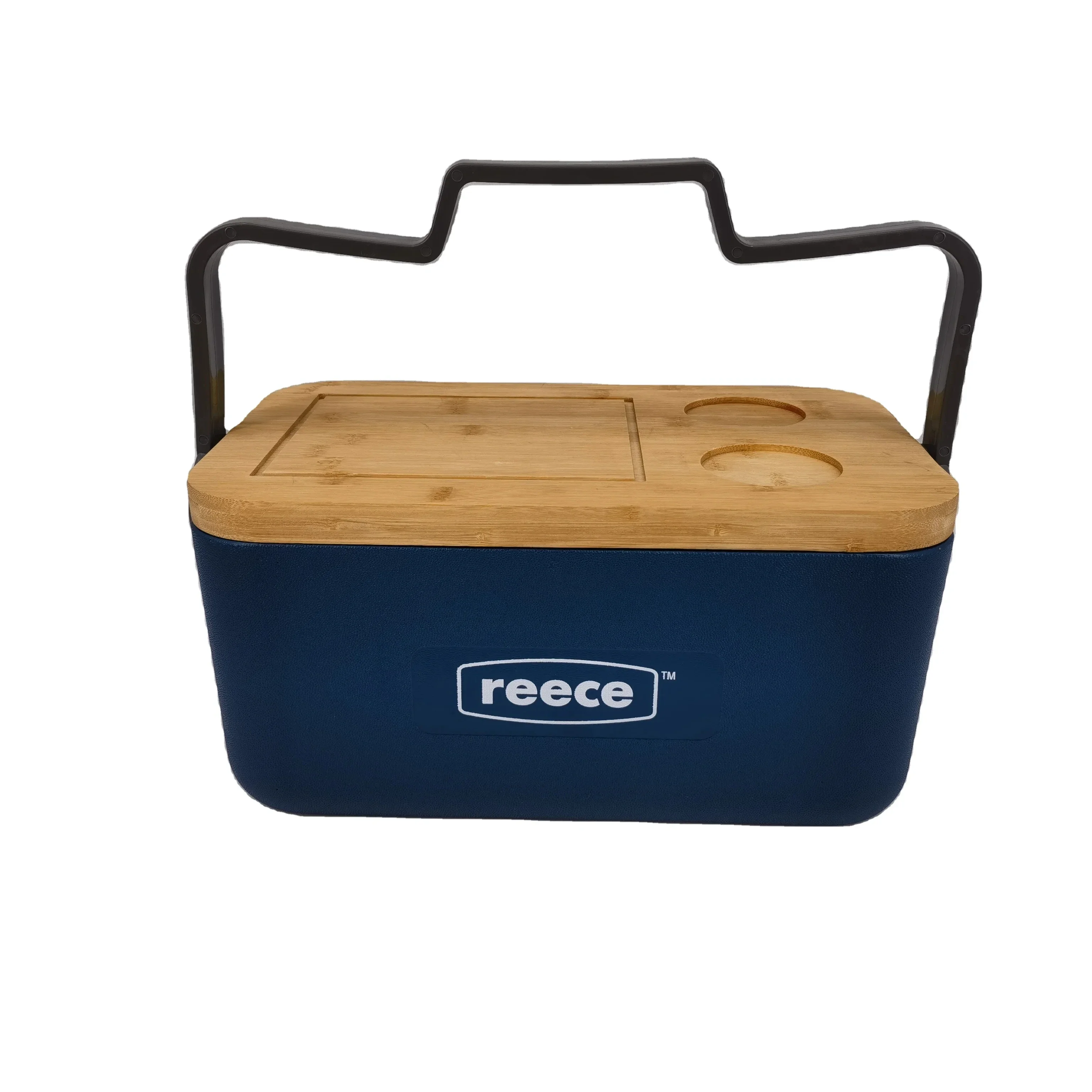 9L Plastic Cooler Box with Bamboo Lid for Outdoor Use