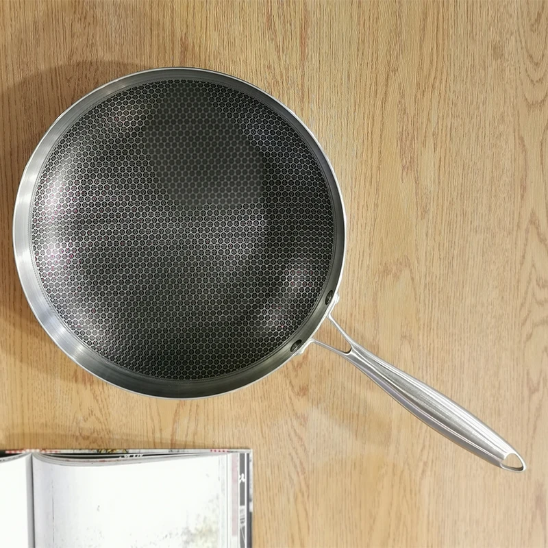 Stainless Steel Honeycomb Frying Pan Non-stick Tri-ply Pan With Ss ...