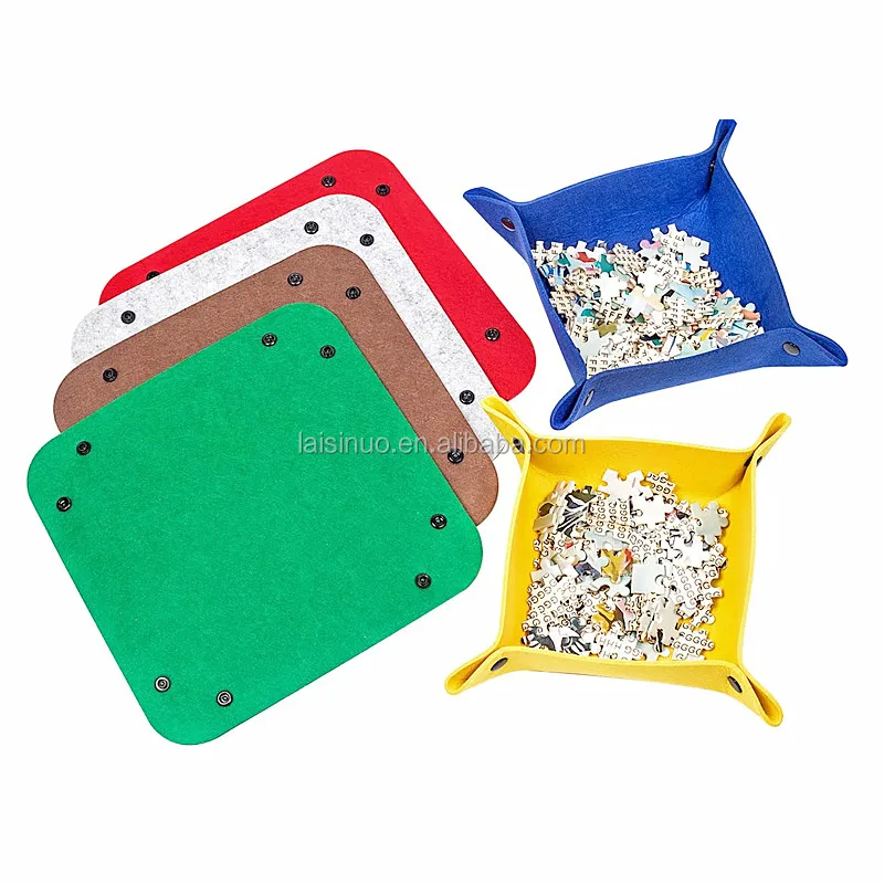 Folding Button Style Felt Puzzle Sorting Trays - 43 Colors