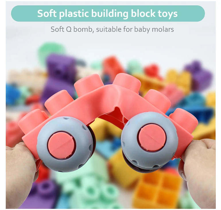 50pcs Silicone Soft Rubber Building Blocks Toys Big Soft Playing Blocks ...