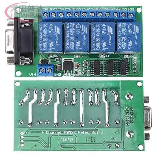 12V 4Ch DB9 RS232 Relay Board Remote Control UART Serial Port Switch 4 Channel Relay Module for ...