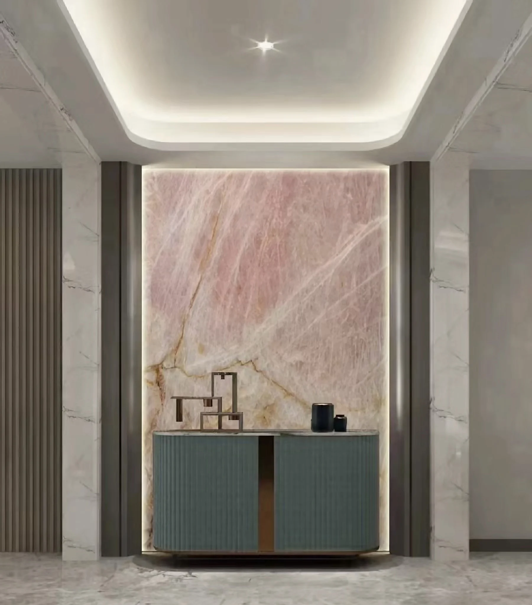 Luxury Natural Backlit Cristallo Pink Quartzite Slab For Countop - Buy ...