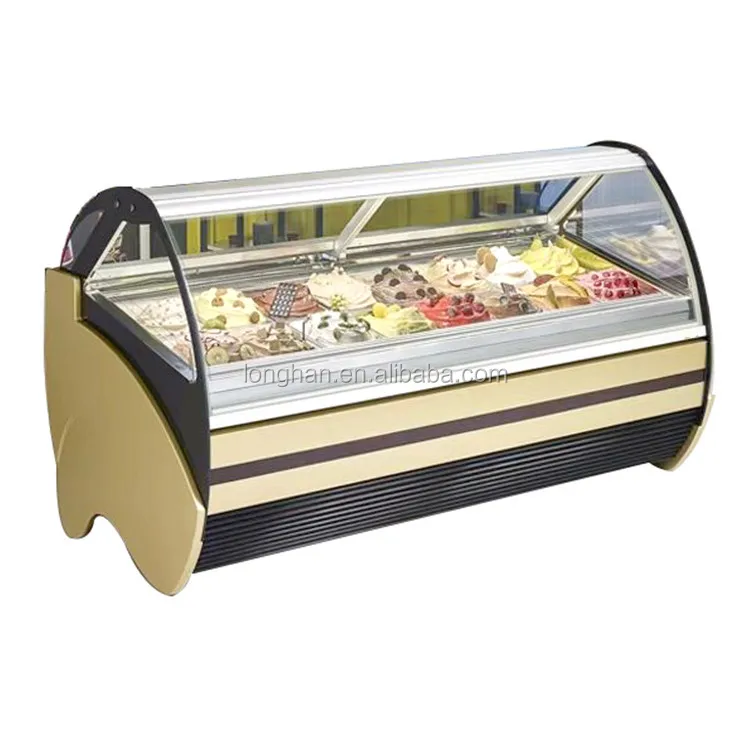 New Design Commercial Static Cooling Gelato Ice Cream Bench Top Display ...