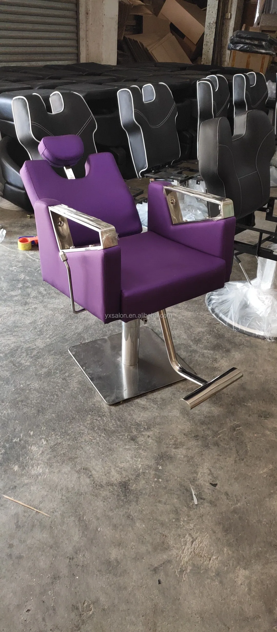 Durable Purple Salon Chair with 3-Year Warranty & Stainless Hands