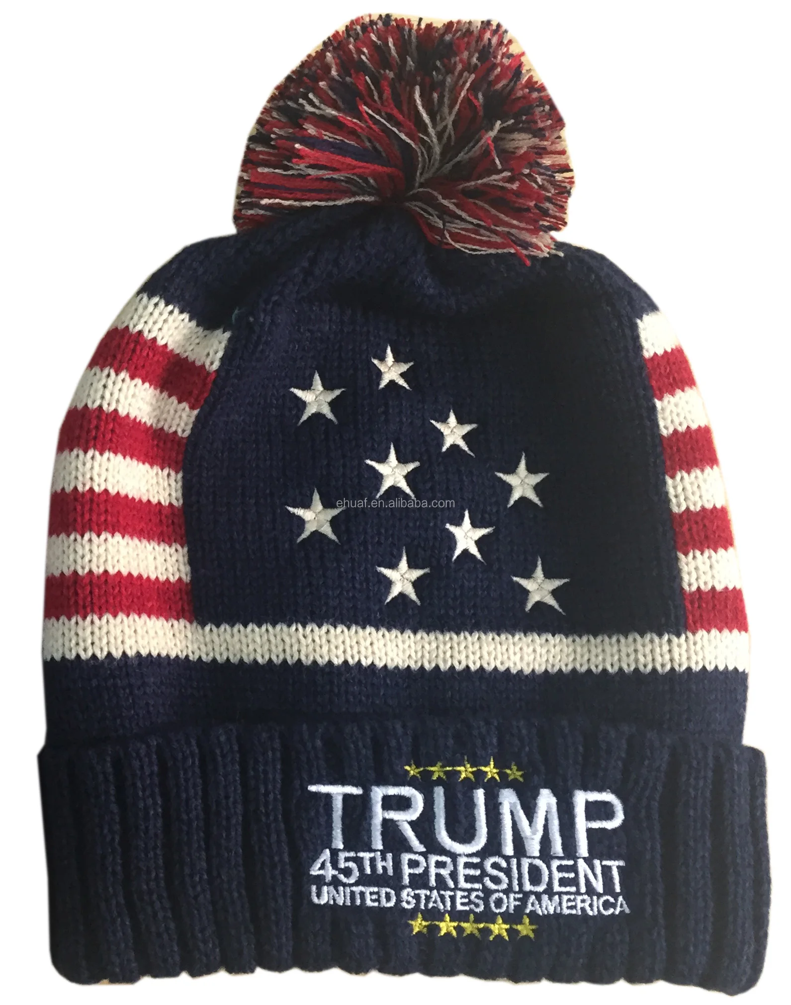 Unisex Men Women Jacquard Embroidery American Flag Cable Knit Winter ...