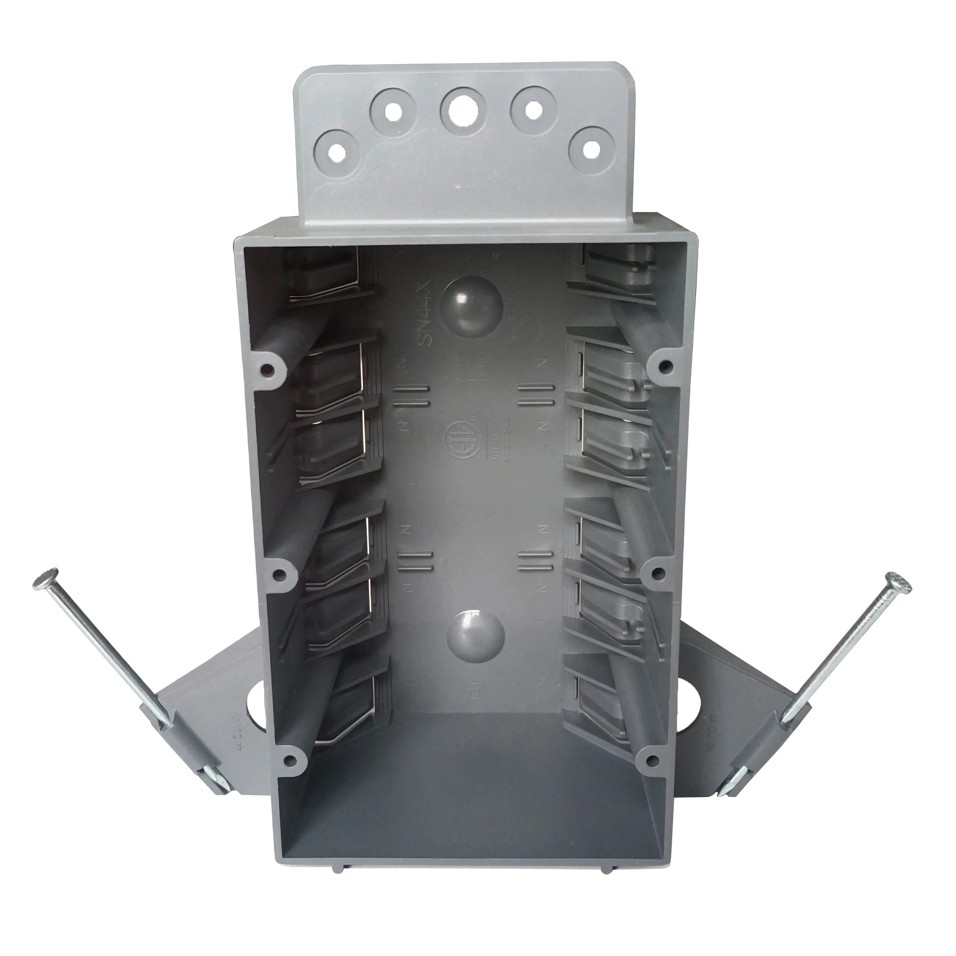 4-gang Pvc Rectangle America New Work Plastic Box 60 Cu.in Gray ...