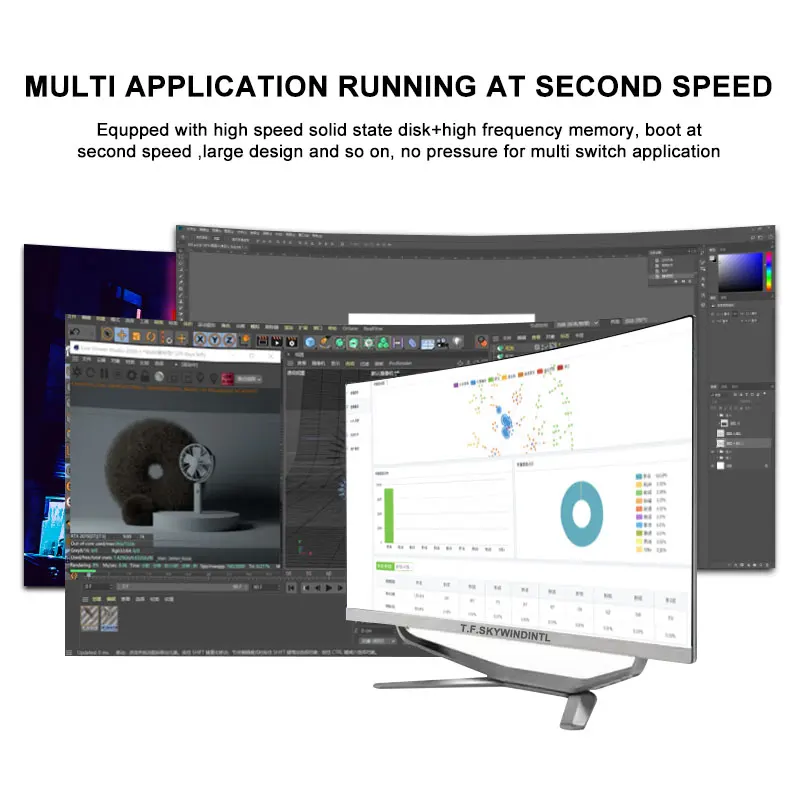 Curved 27 Inch 24 Inch Desktop I5 I7 I3 Aio Desktops Computer All In ...