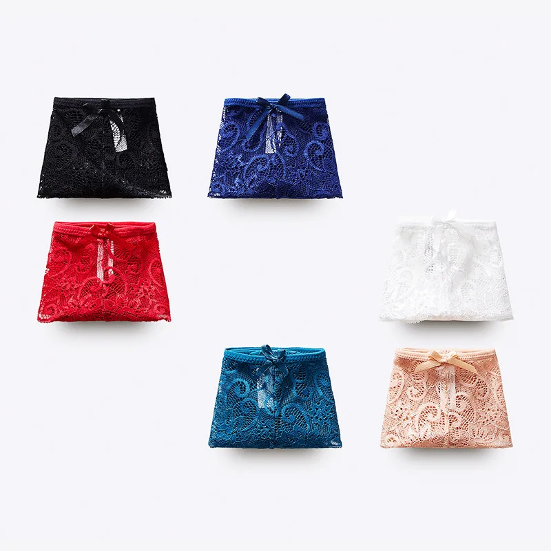 Manufacturer Woman Hot Sexy Lace Low Waist Panty Bow Sexy T Back Panties Cheeky Teen Thong