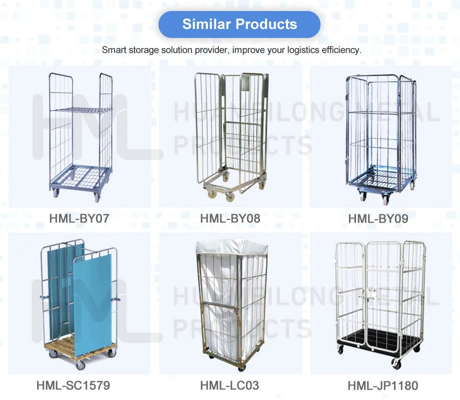 Warehouse nestable 4 sides galvanize collapsible security metal wire ...