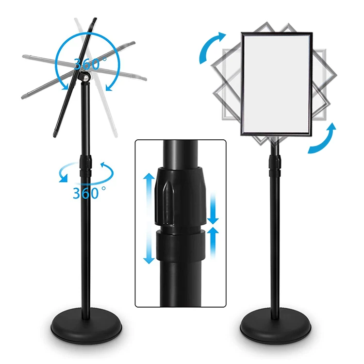 Silver A4 Poster Rotating Display Stand Portable Adjustable Pedestal ...
