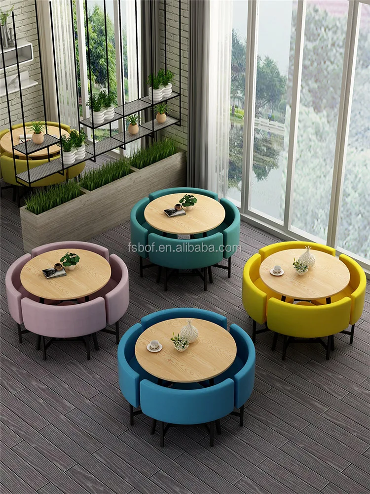Modern Round Dining Tables and Chairs - Durable Iron Design for Cafe ...