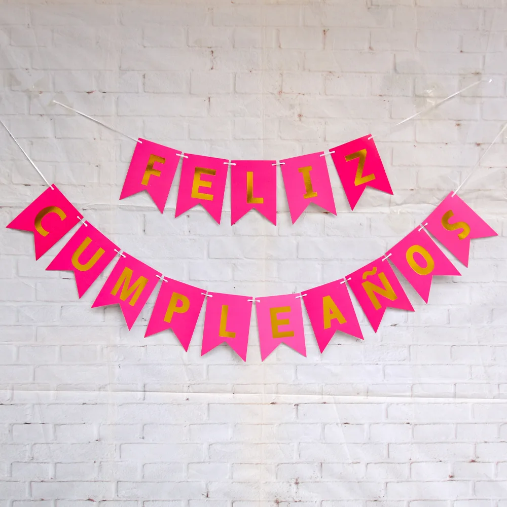 Feliz Cumpleanos Banner Spanish Happy Birthday Flags Decorations - Buy ...