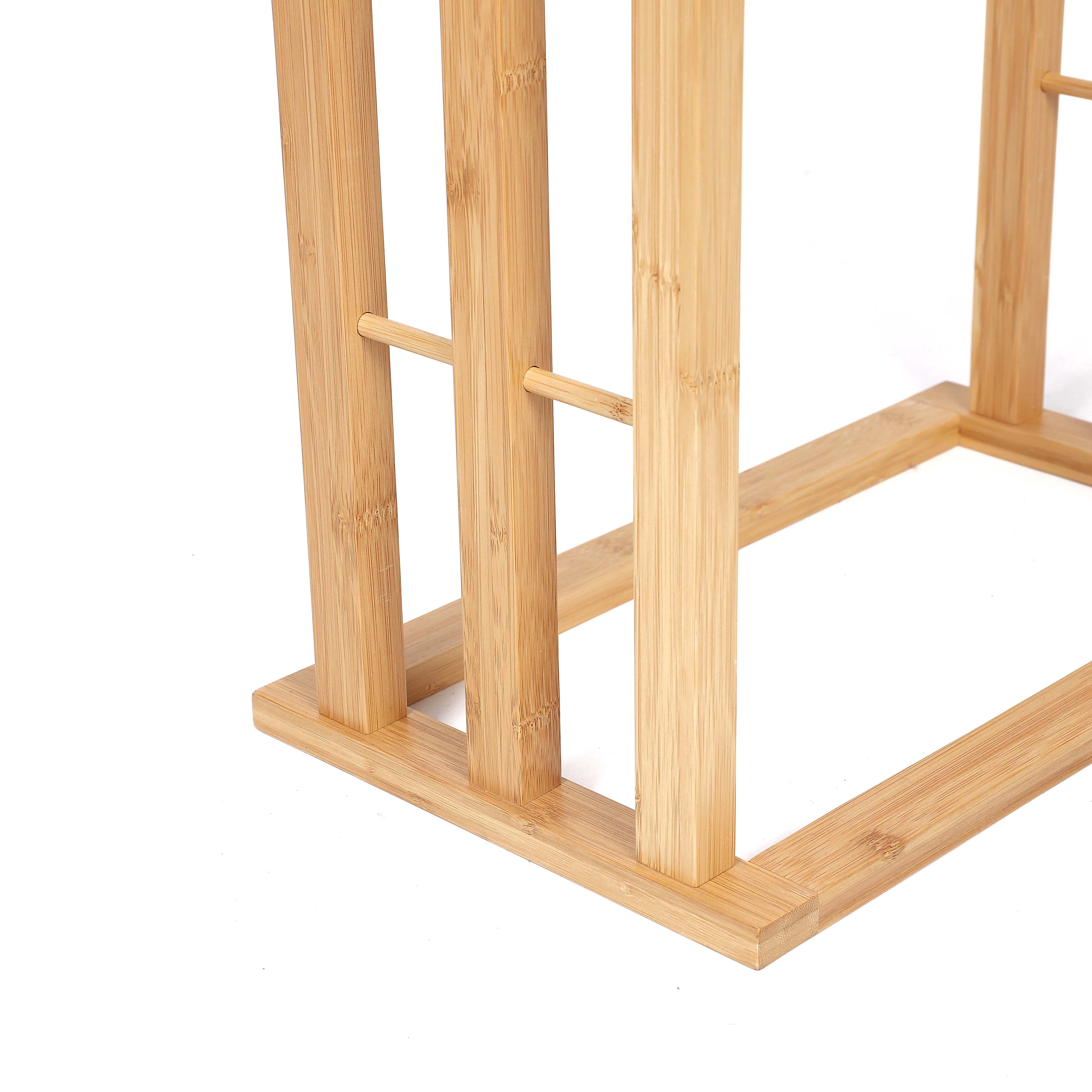 Bamboo Towel Rack Stand Tower Shelf Towel Dryer Hanger Washcloth Hanger ...