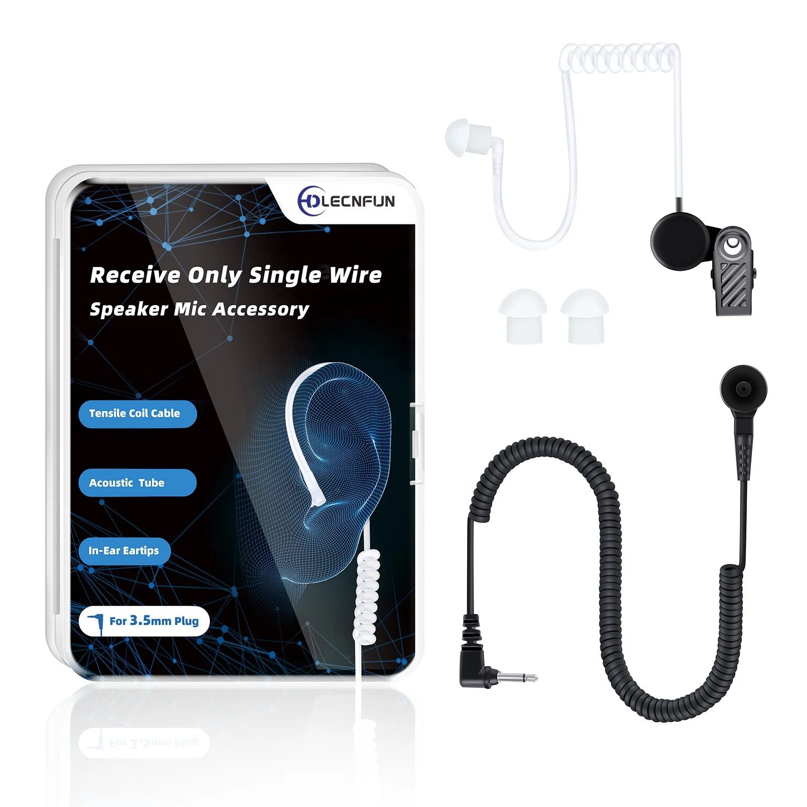 3.5mm Receiver/liste Only Surveillance Earpiece With Clear Acoustic ...