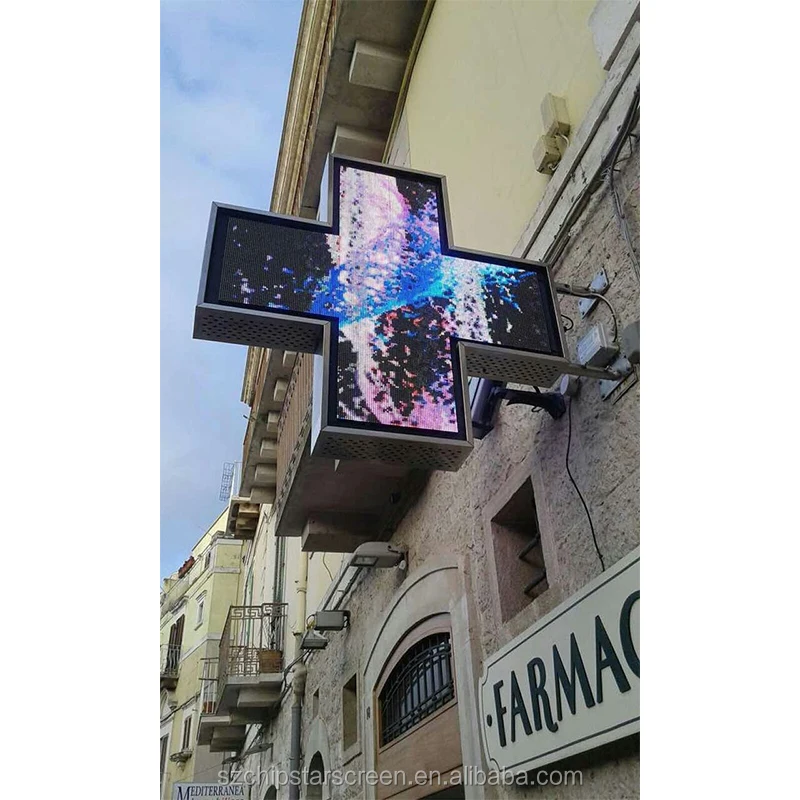 Full Color Led Screen Led Display Transparent Led Pharmacy Cross ...