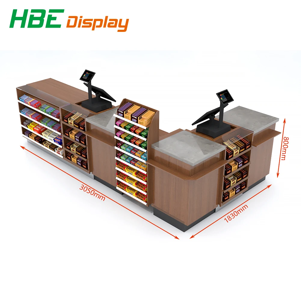Highbright Checkout Counter - Wood and Metal Cash Register