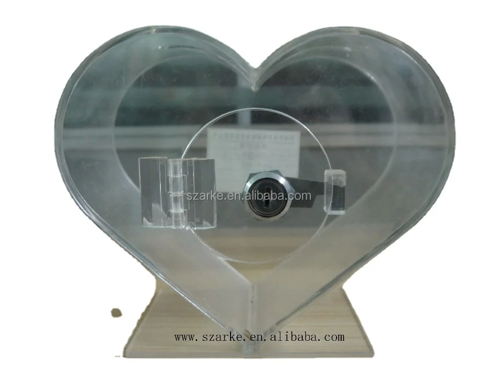 Wholesale Clear Acrylic Heart Shape Ballot Box for Events