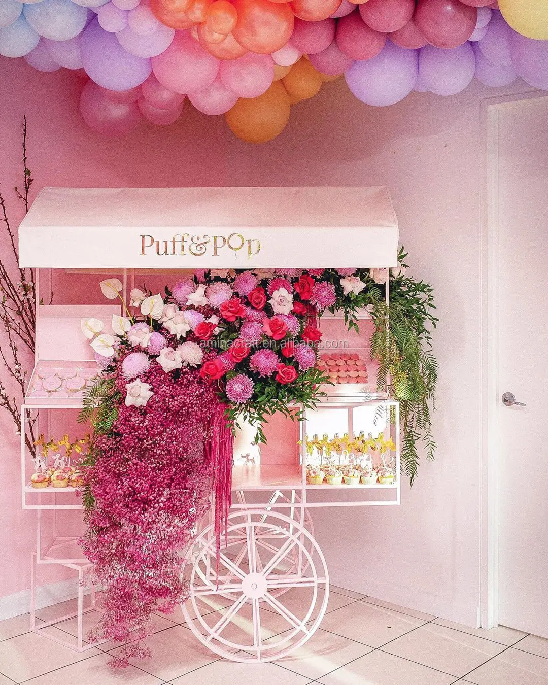 A&c Wedding Party Garden Decoration Flower Display Metal Candy Cart ...