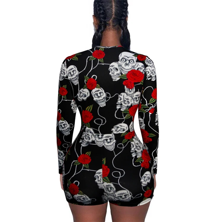 Custom Print Women Onesie Sexy Long Sleeve Adult Romper Onesie For