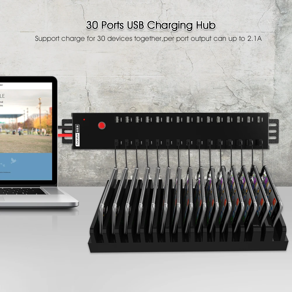 Sipolar 30 Port USB 2.0 Charging Hub - High Speed & Reliable