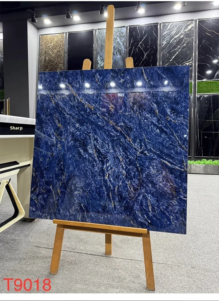 Blue Luxury Polished Slab Tiles 800x800 Non-Slip Living Room Hotel KTV ...
