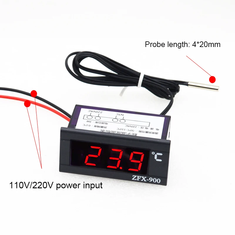 Zfx-900 Embedded Temperature Meter Refrigerator Freezer Digital Temperature Display Panel ...