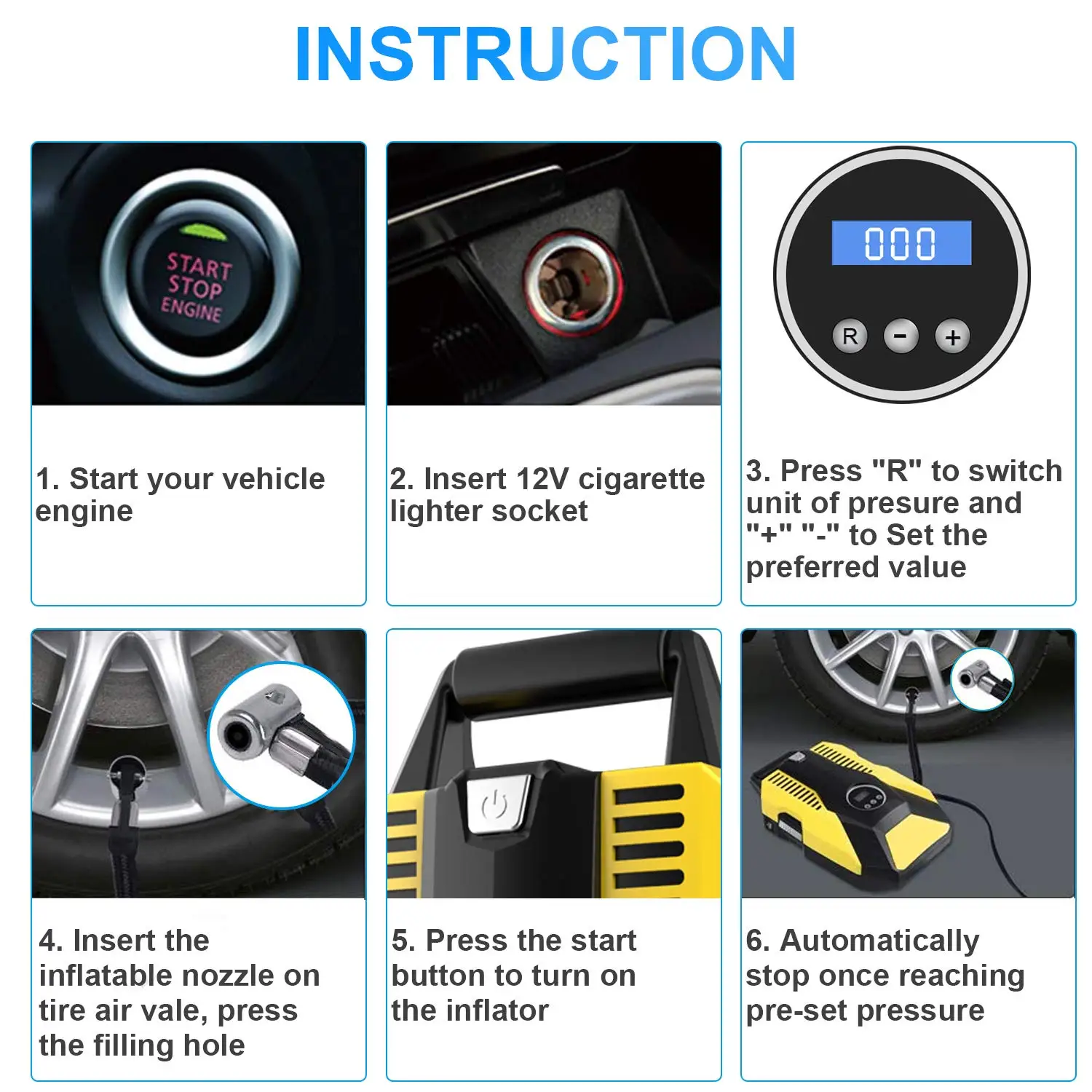 Fireegg Small Inflatable Tire Inflator 12v Volt Car Walmart Air Pump ...