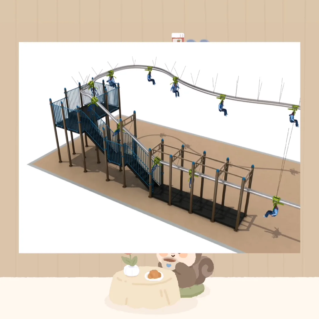 Adventure Equipment Customized Indoor Game Air Roller Coaster Zip Line ...